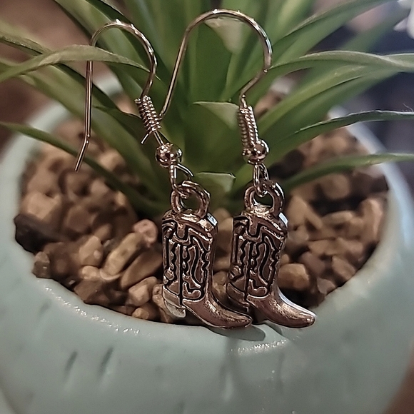 Jewelry | Antique Glazed Silver Cowboy Boot Earrings | Poshmark
